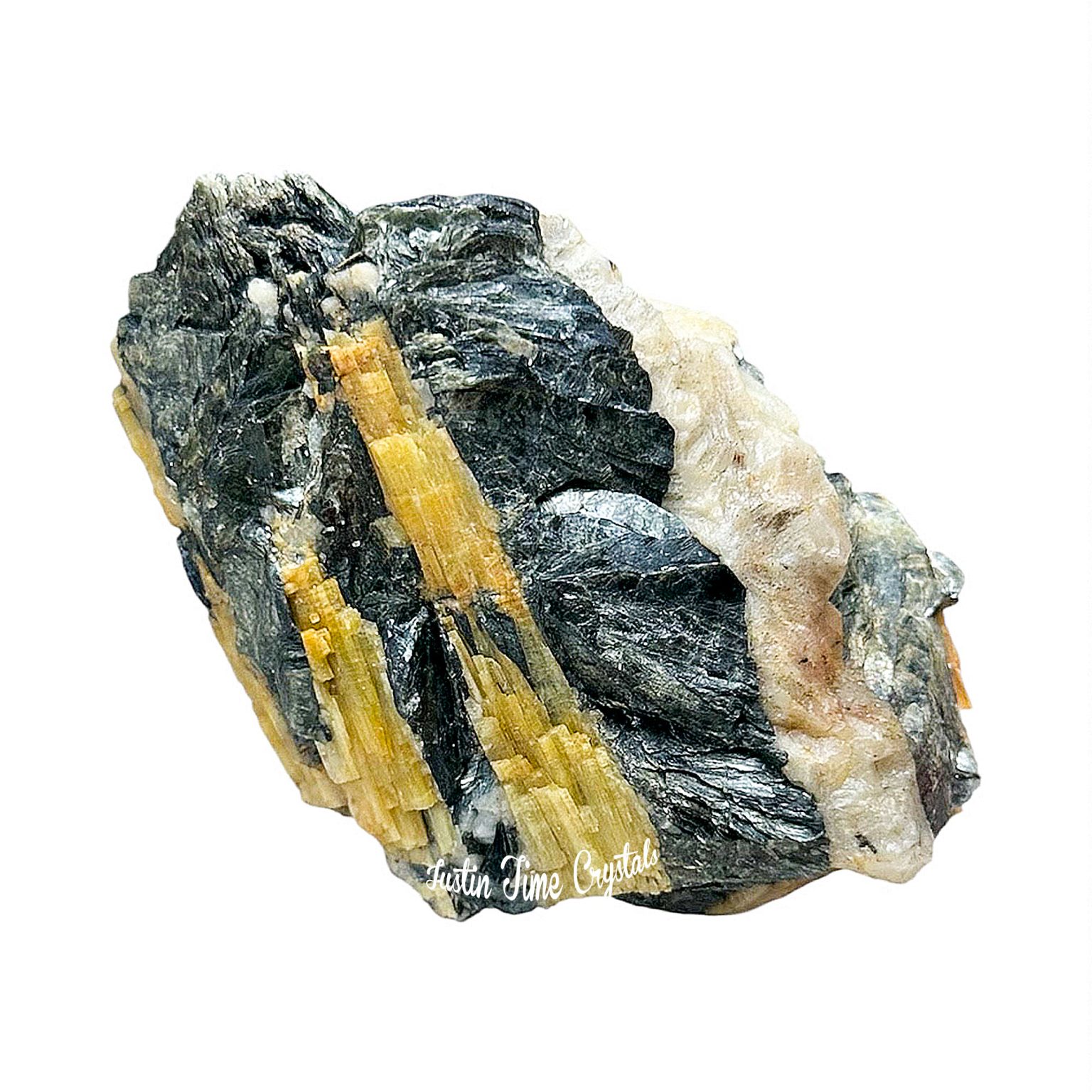 Topazite - Imperial Topaz, Quartz, and Biotite - Justin Time Crystals